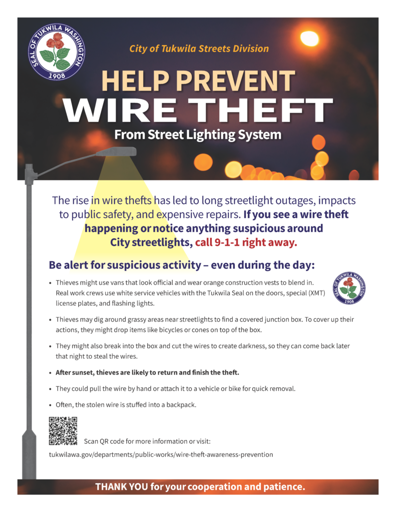 Wire Theft Awareness & Prevention - City of Tukwila
