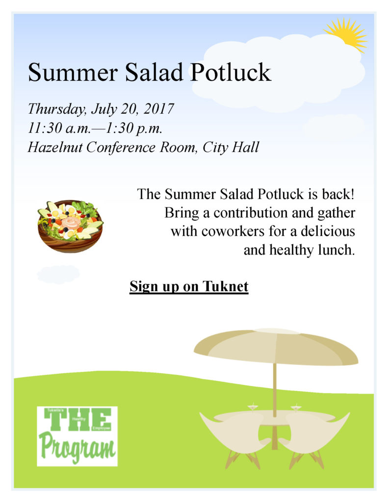 TukNet-Summer Salad potluck flyer - City of Tukwila